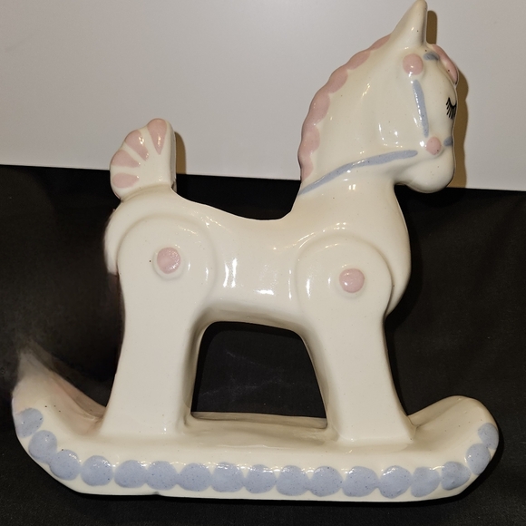 Source Unknown | Accents | Vintage Glazed Ceramic Rocking Horse Girl ...